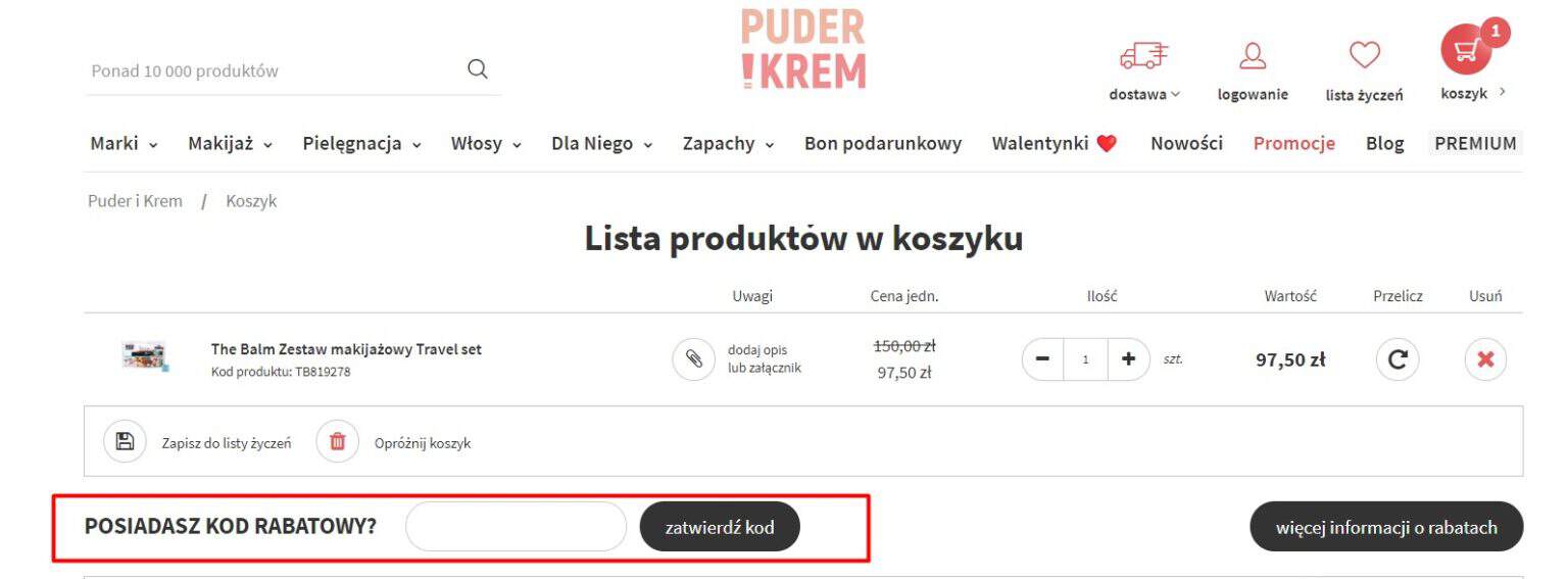 Puder i Krem kod rabatowy 50% i 199 zł | Październik 2025